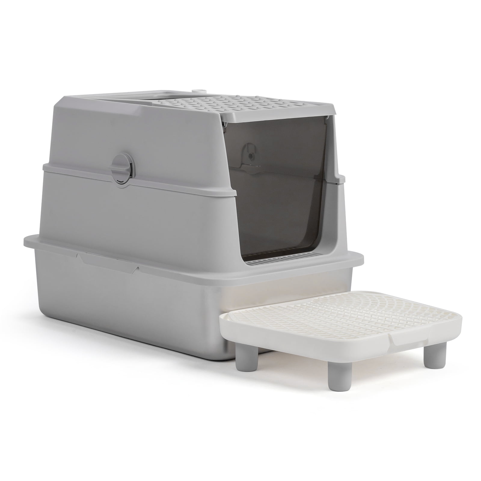 ARGUST Stainless Steel Extra Large Cat Litter Box with Lid, Enclosed ...