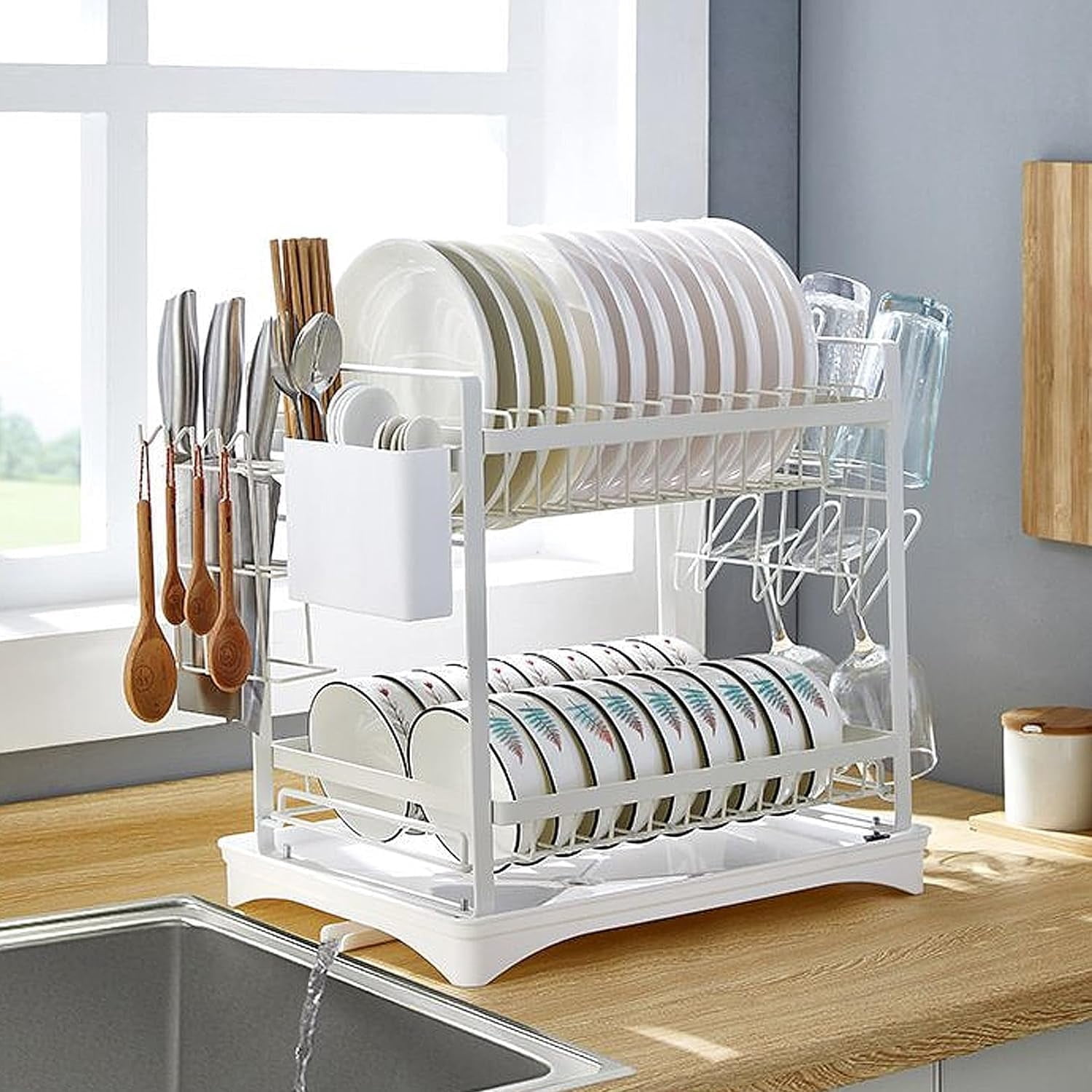 ARHAT ORGANIZERS Dish Drying 2 Tier Rack For Kitchen Stainless Steel ...