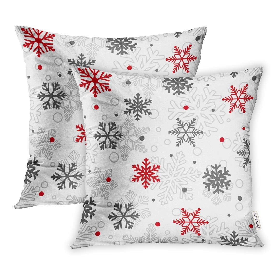 ARHOME Abstract Christmas Big Small Snowflakes Red Gray on White ...