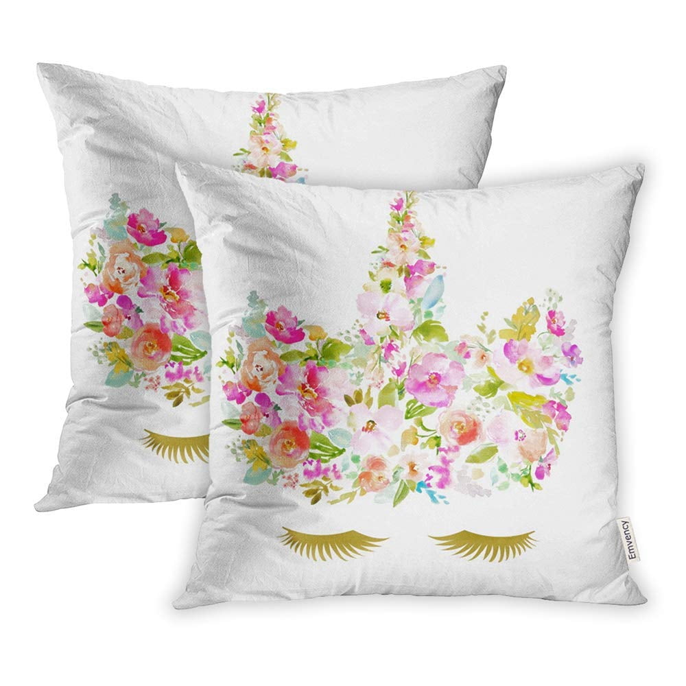 ARHOME Colorful Face Cute Floral Unicorn Made Watercolor Flowers Pink ...