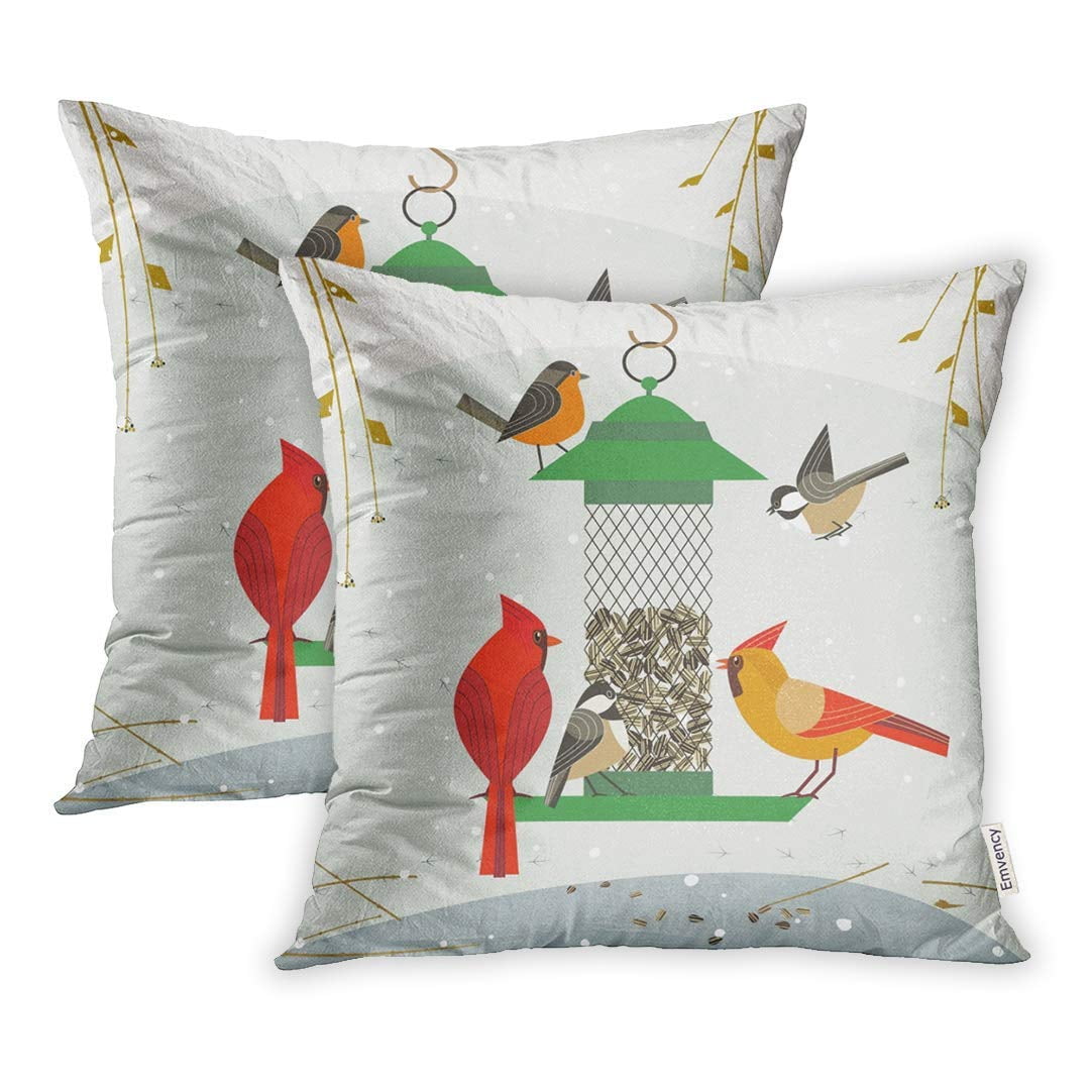 ARHOME Cute Birds Red Northern Cardinal Chickadee Robin Comic Cartoon ...