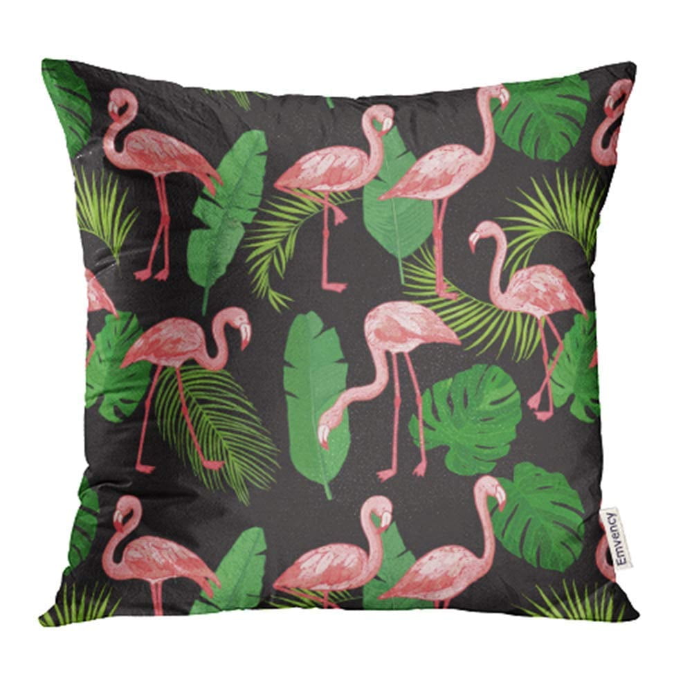 ARHOME Green Animals Pink Flamingo Exotic Bird with Tropical Palm ...