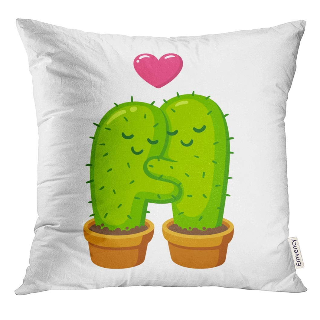 ARHOME Green Comic Cactus Hug Drawing Cute Cartoon Couple in Love Funny ...