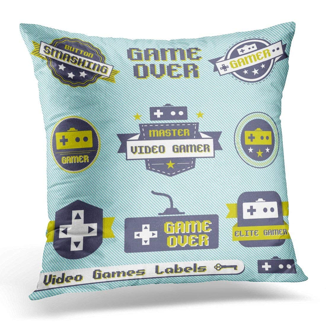 ARHOME Retro Vintage Video Game Labels and Gamer Pillows case 20x20 ...