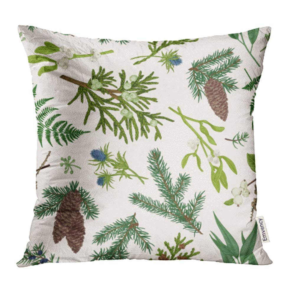 ARHOME Vintage Christmas Botanical with Winter Plants Spruce Juniper ...