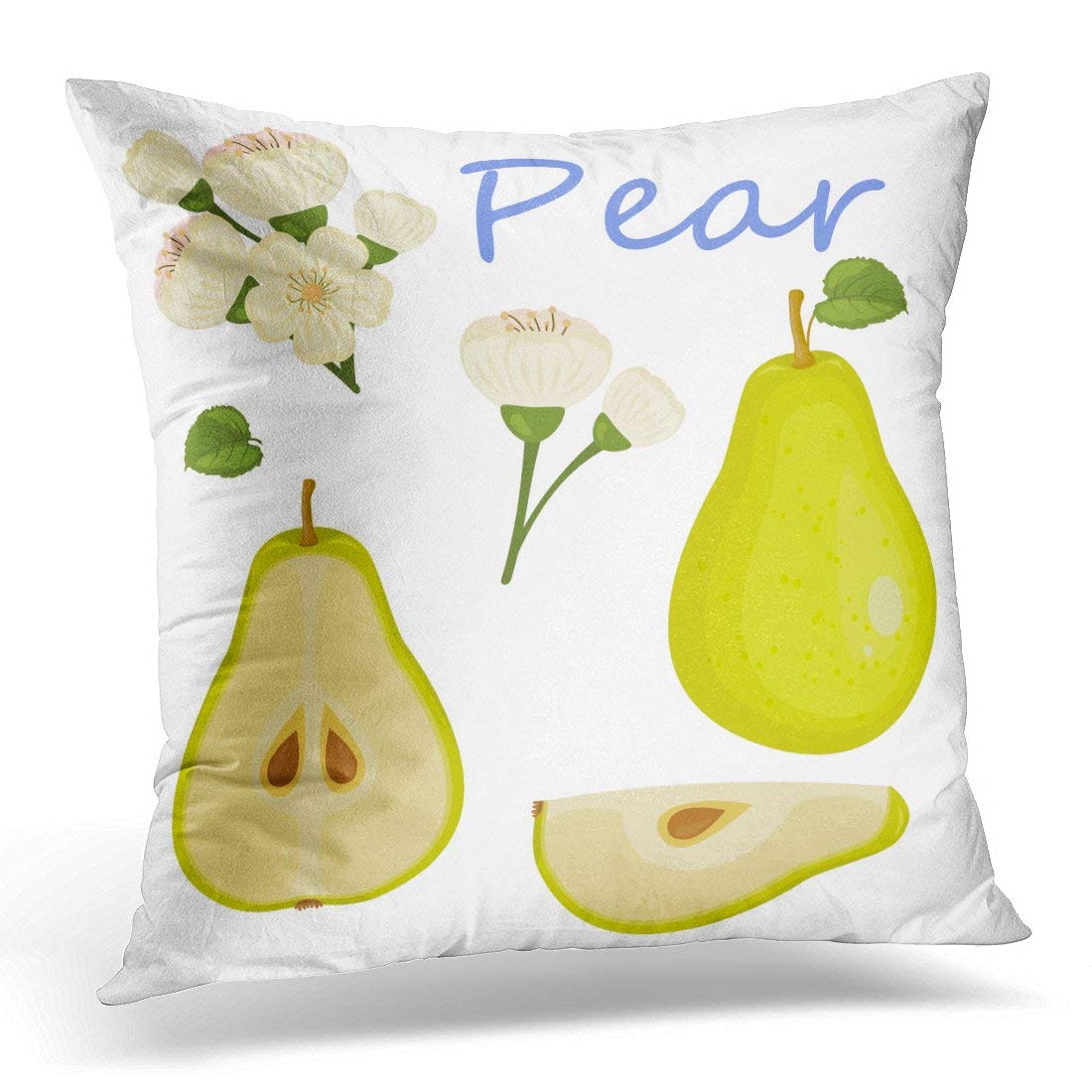 ARHOME White Agricultural Fresh Pear of Green Clipart Button Pillow ...