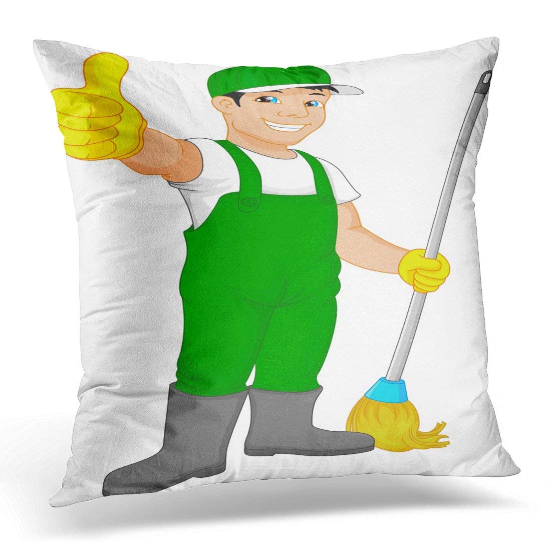ARHOME White Bucket Cleaning Service Thumb Up Mop Pillow Case Pillow ...
