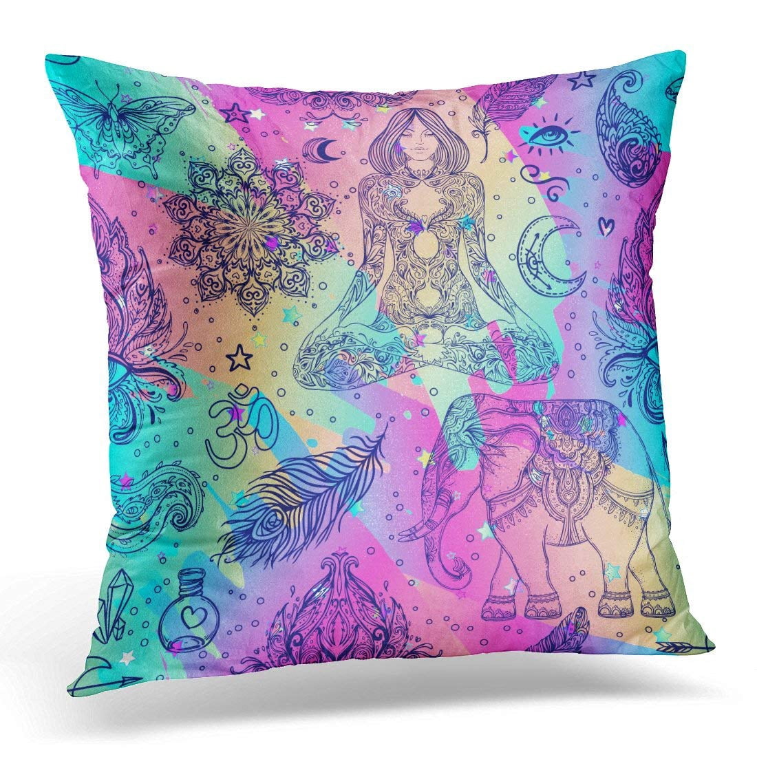 ARHOME Yoga Colorful Rainbow of Ornamental Boho Style Tattoo Trendy ...