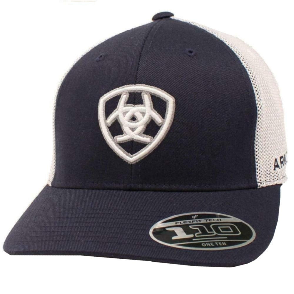 ARIAT Men's Embroidered Shield Logo Adjustable Snapback Mesh Hat Navy/White - Walmart.com