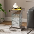 ARICOEASY Mirrored LED End Table with Storage, Modern Side Table with ...