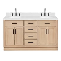 ARIEL Cambridge 67 Inch Oak Double Bathroom Vanity with Sink, Pure ...