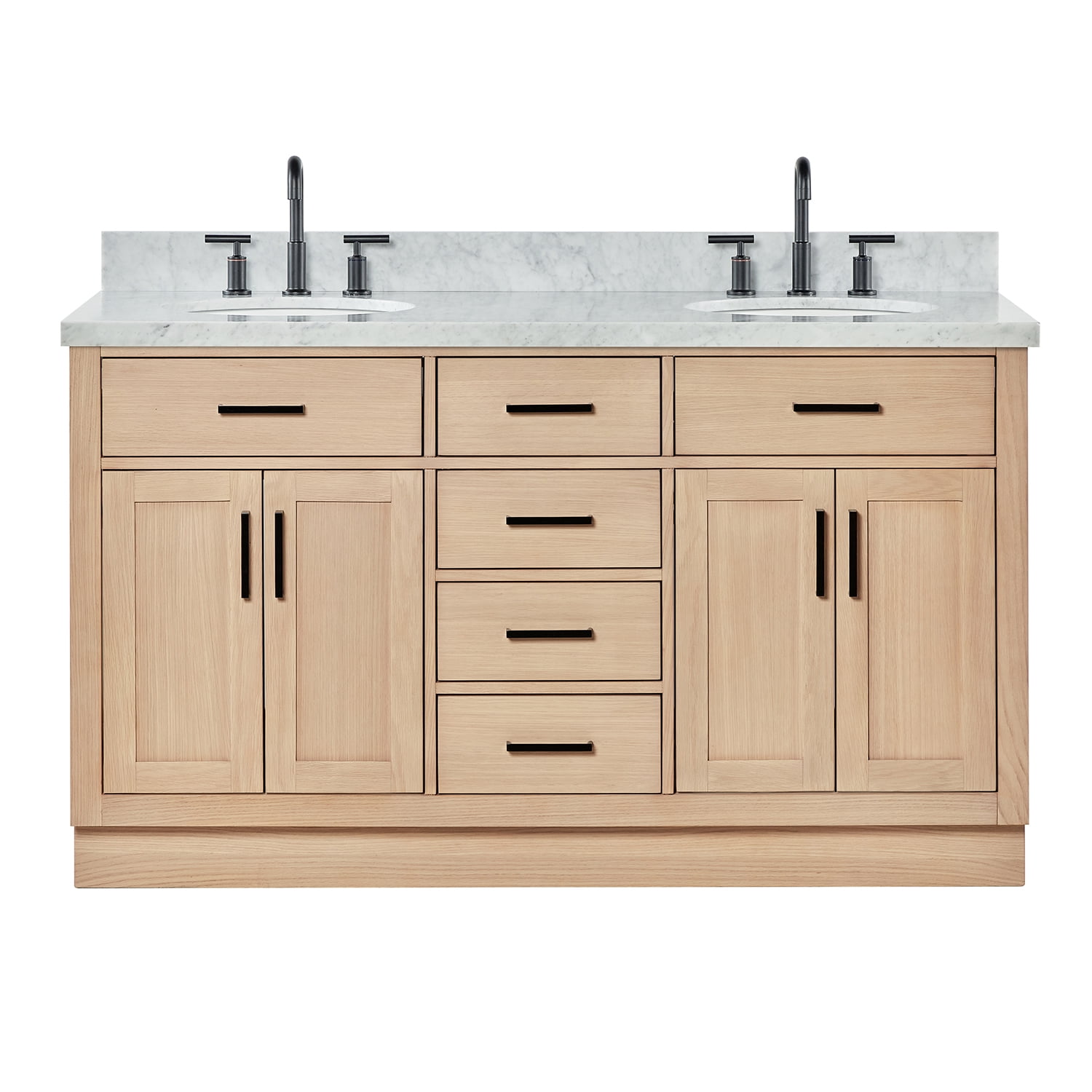 ARIEL Hepburn 61 Inch Double Oval Sink Bathroom Vanity With Italian ...