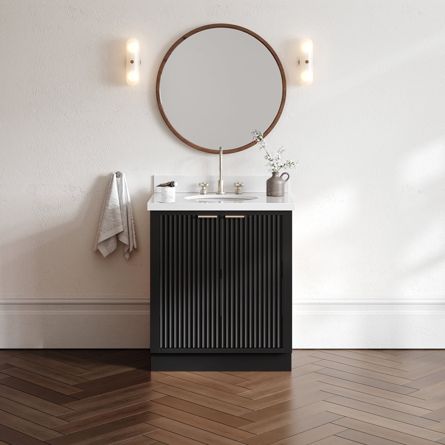 ARIEL Milan 31 Inch Single Oval Sink Bathroom Vanity with Pure White ...