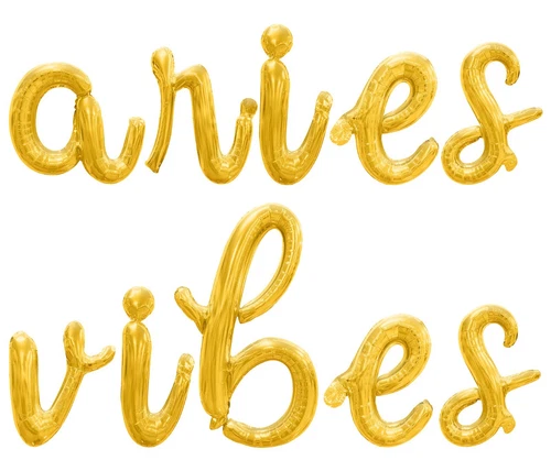 ARIES VIBES Cursive Letter Balloon Banner - Zodiac Birthday Party ...