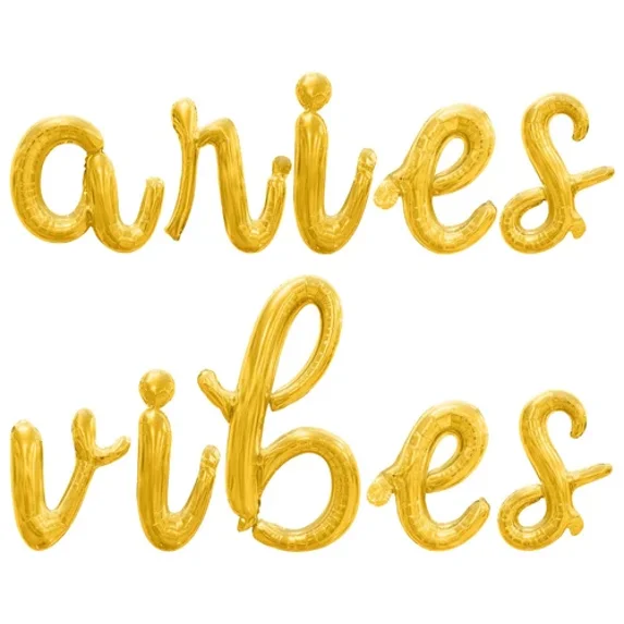 ARIES VIBES Cursive Letter Balloon Banner - Zodiac Birthday Party ...
