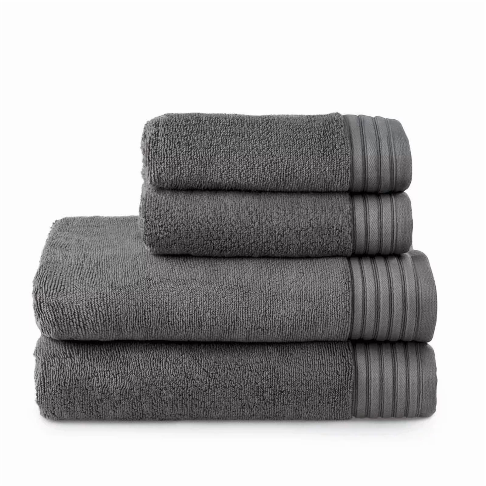 ARISE- Egyptian Cotton Hand/Wash Towel Set Of 4-Dark Gray Heavyweight ...