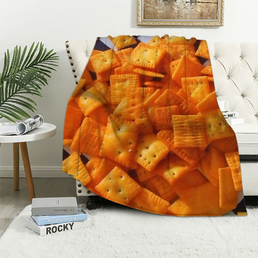 ARISTURING 3D Funny Realistic Food Cheese Cracker Flannel Throw ...