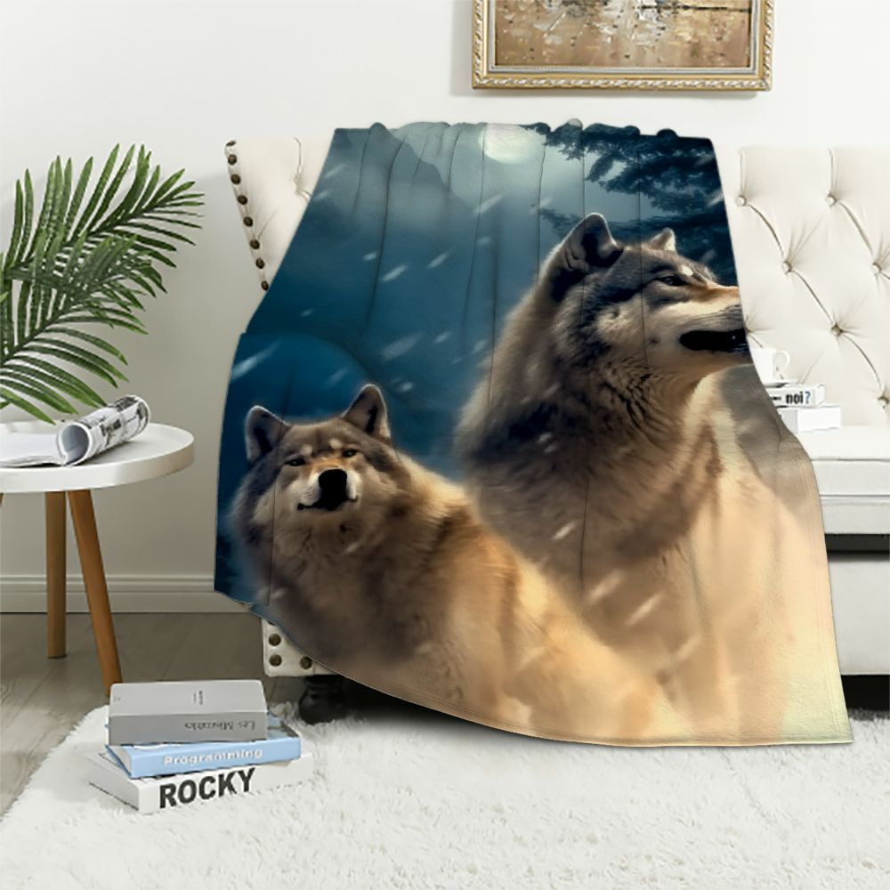 ARISTURING 3D Wolf Print Throws Blanket Comfort Warmth Soft Cozy ...