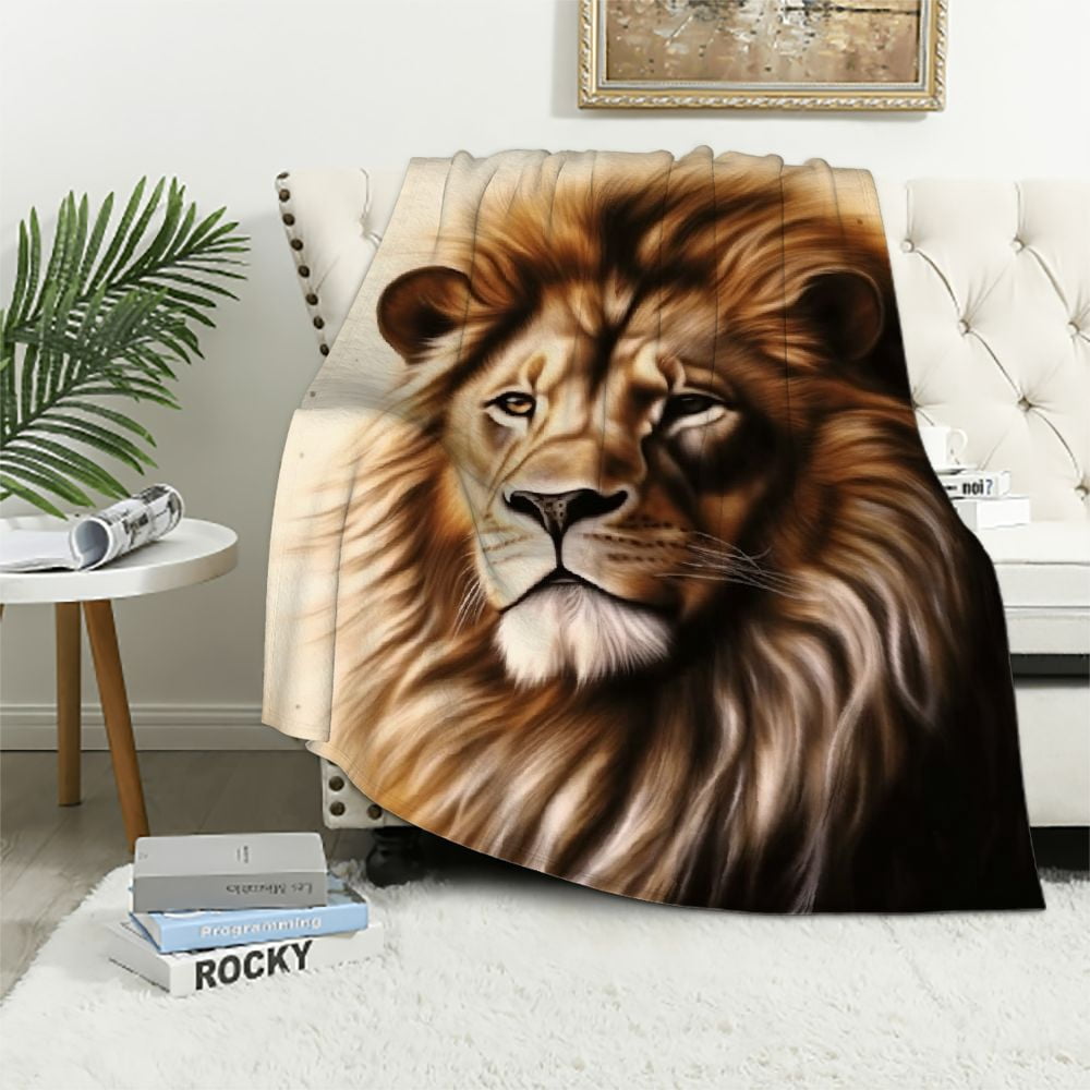 ARISTURING 60 x 80 Inch Lion Pattern Soft Throw Blanket for Bed Couch ...