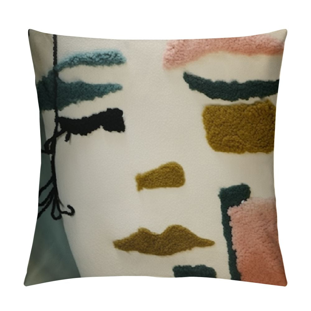 ARISTURING ASEN Boho Throw Pillow Cover, Abstract Art Face Cute Pillow ...