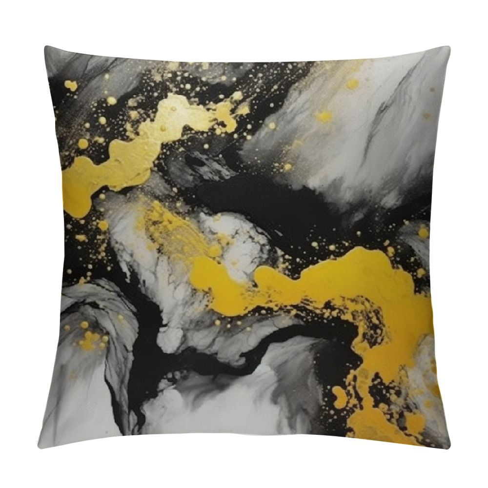 Jiayy Abstract Black Gold Marble Texture Throw Pillow Cover,Luxury ...