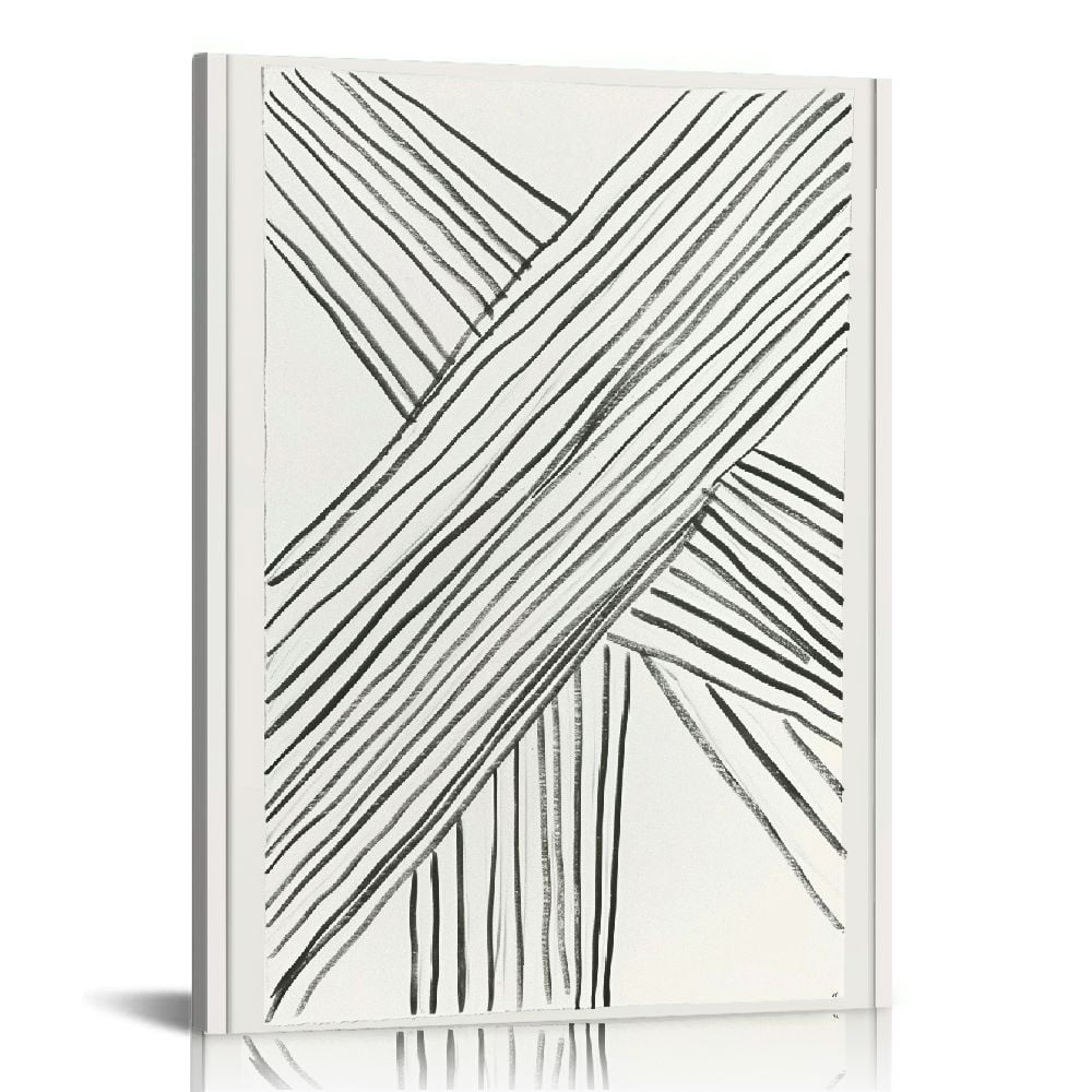 ARISTURING Abstract Boho Lines Canvas Wall Art Modern Black and White ...