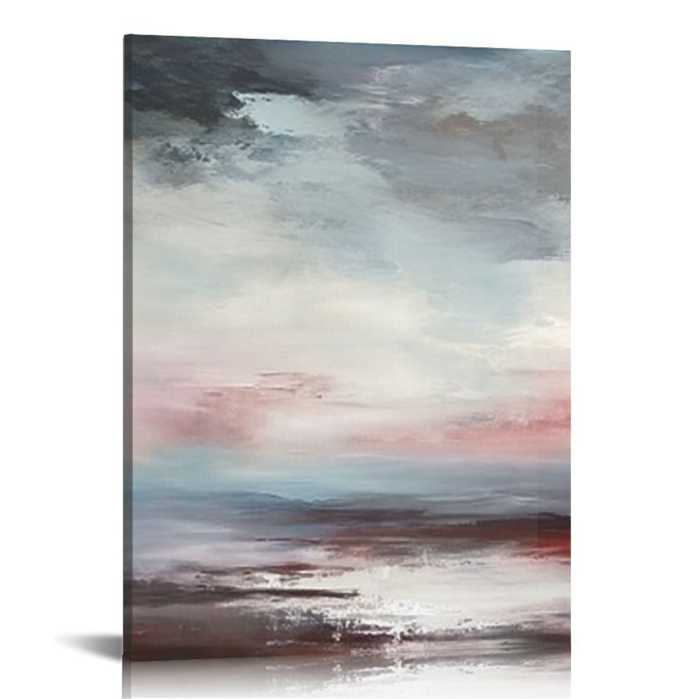 ARISTURING Abstract Navy Blue & Blush Pink Wall Art Prints From ...