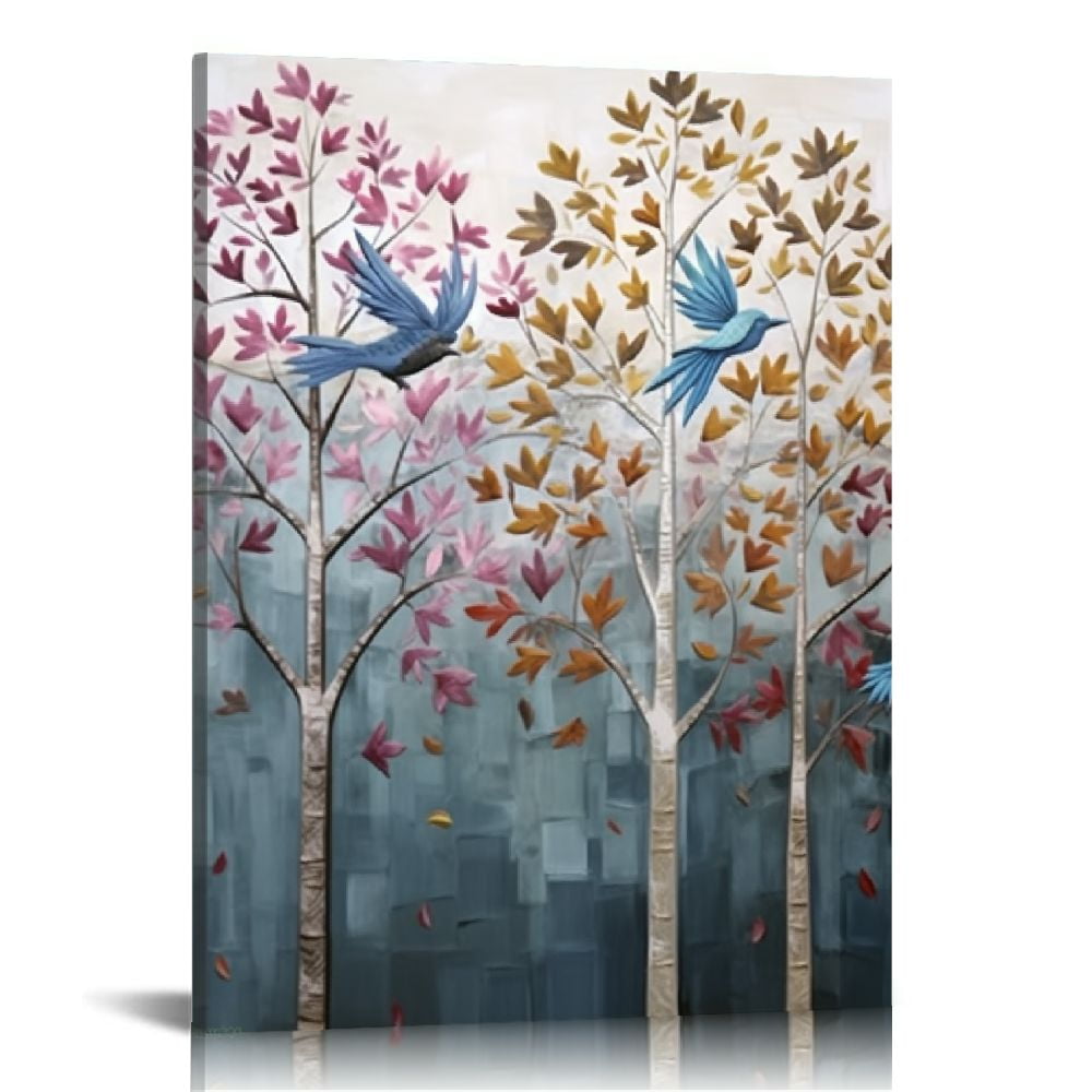 ARISTURING Abstract Trees Canvas Wall Art Colorful Trees and Birds ...