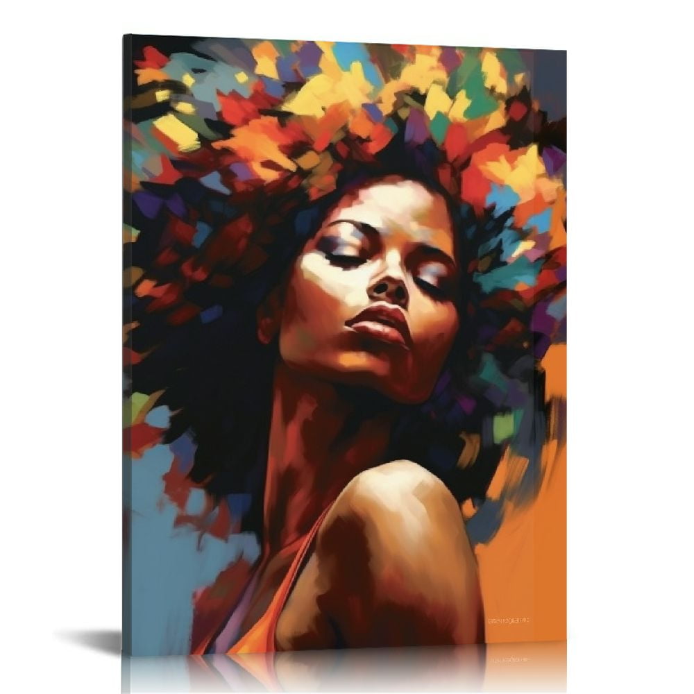 ARISTURING African American Woman Wall Art Black Art Poster Graffiti Canvas Painting Picture for ...
