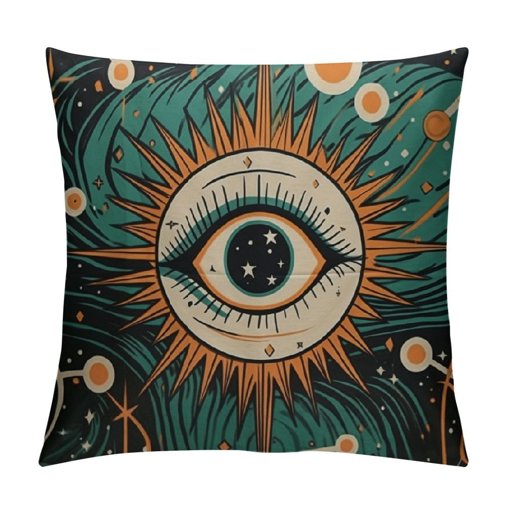 HENGT All-Seeing Eye Cosy Throw Cushion Cover Retro and Boho Big Yellow ...