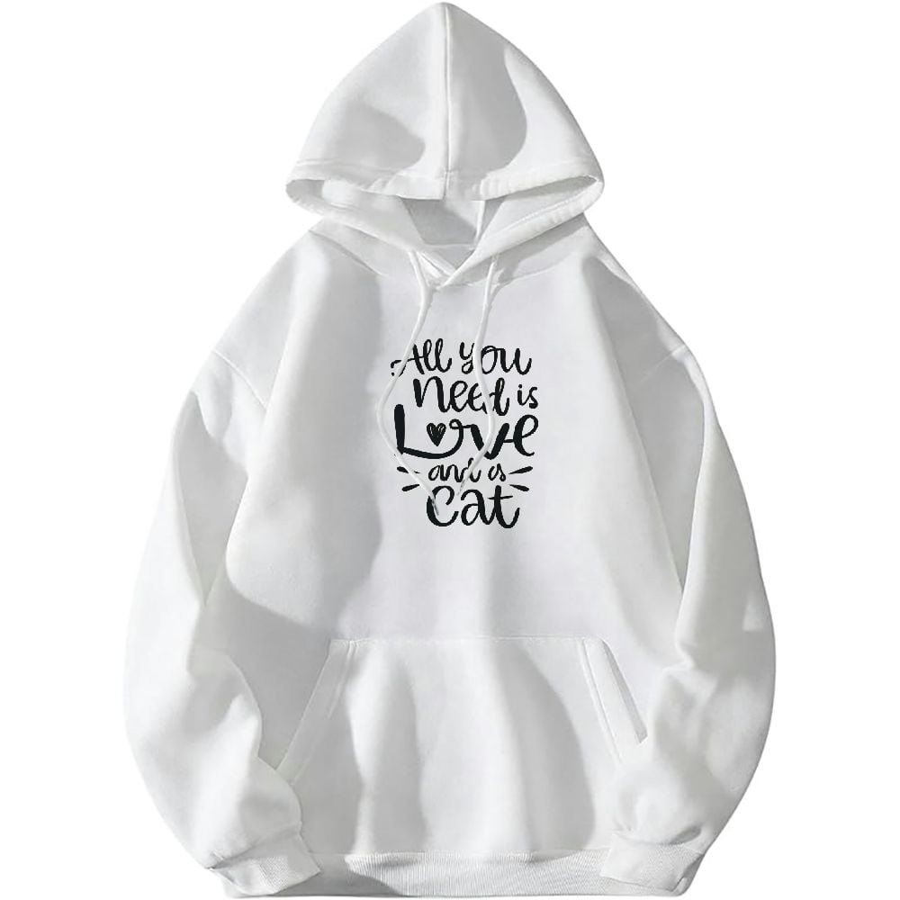 ARISTURING All you need is love and a cat Pullover Hoodie - Walmart.com