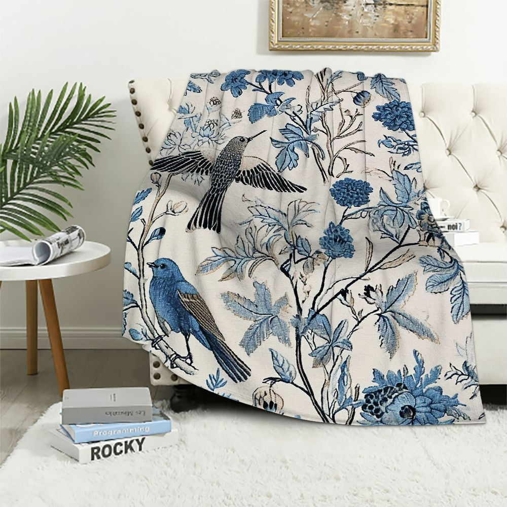 ARISTURING American Country Quilted Throw Blanket Cotton Birds Printing ...