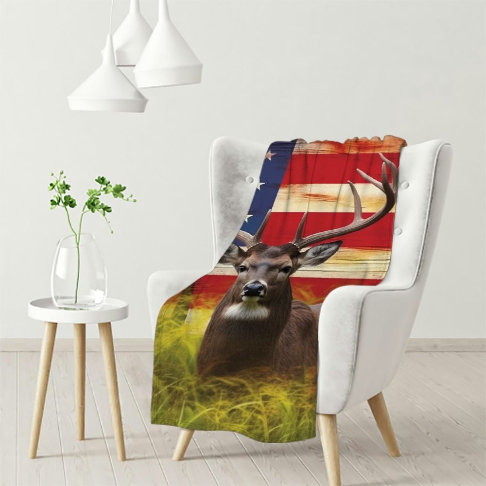 ARISTURING American Flag Throw Blanket, Elk Throw for Couch Bed ...