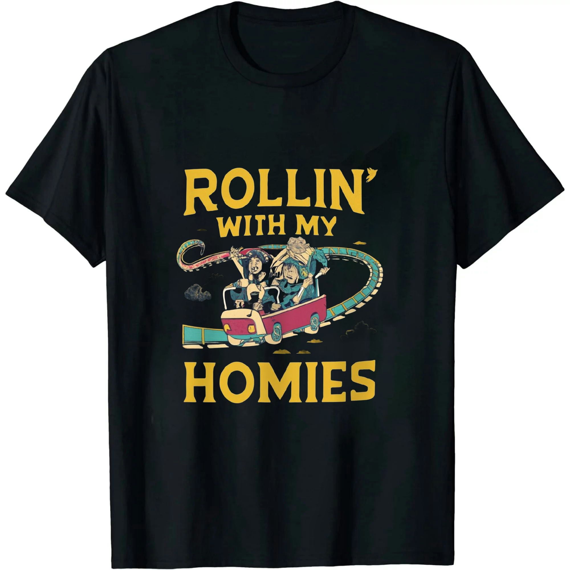 ARISTURING Amusement Park Shirt Rollin With My Homies Roller Coaster T ...
