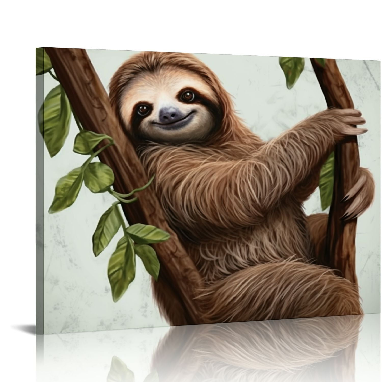 ARISTURING Animal Wall Art Cute Sloth on Tree Branch Canvas Print ...