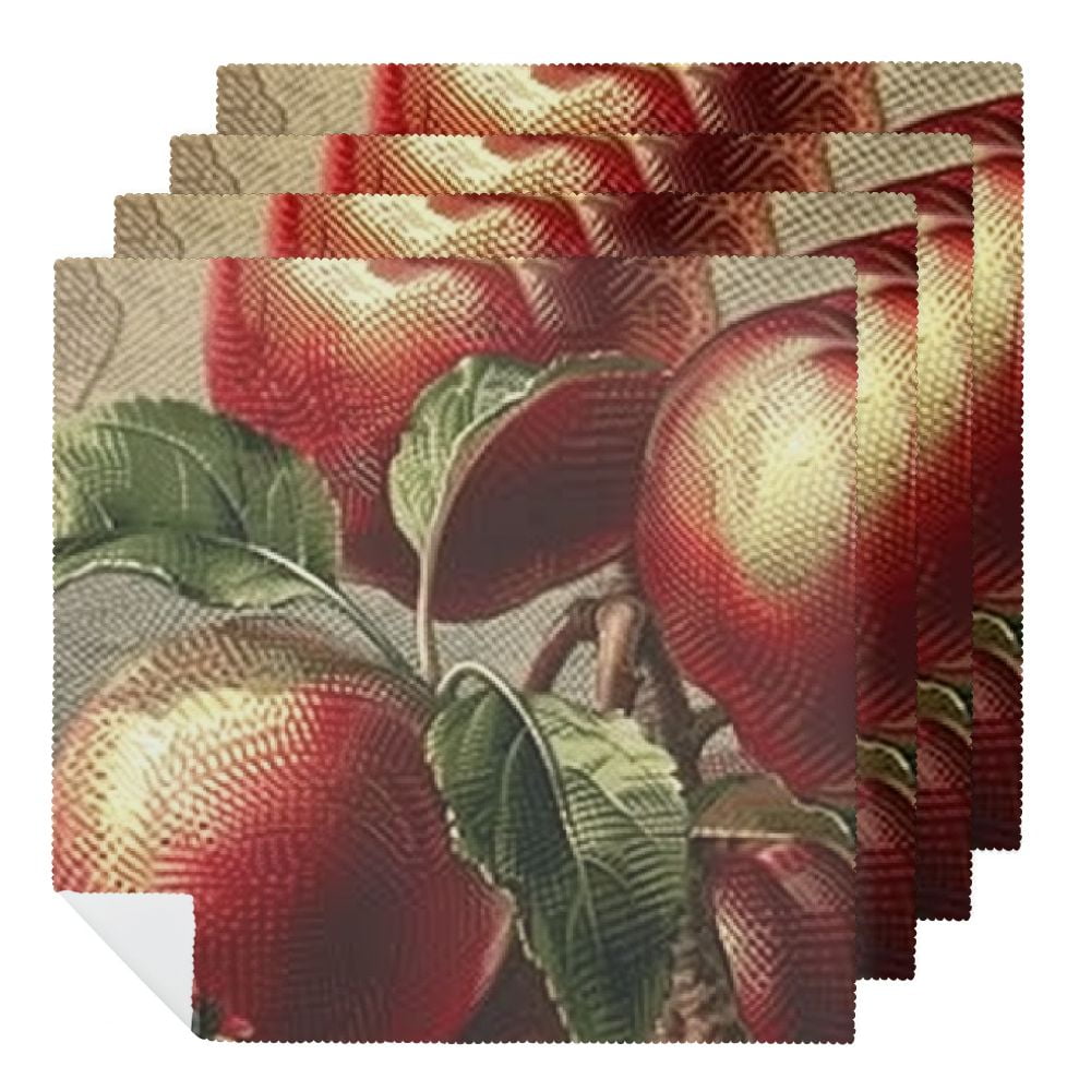 ARISTURING Apple Tree Apples Polyester Home Decor Cloth Napkin Reusable ...