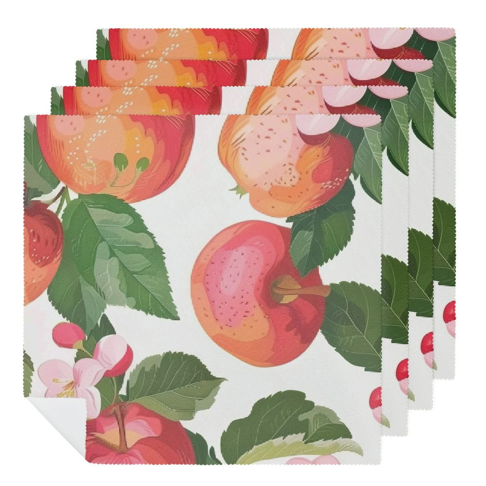 Jiayy Apples Leaves Flowers Dinner Napkin for Dining Table Kitchen ...