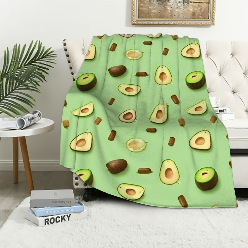 ARISTURING Avocado Blanket Cute Cartoon Avocado Toast Throw Blanket ...