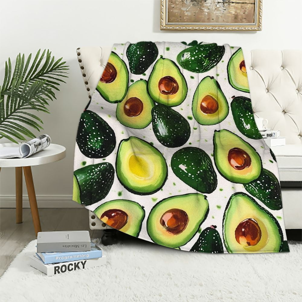 ARISTURING Avocado Blanket Plush and Soft Tropical Green Fruit Throw ...