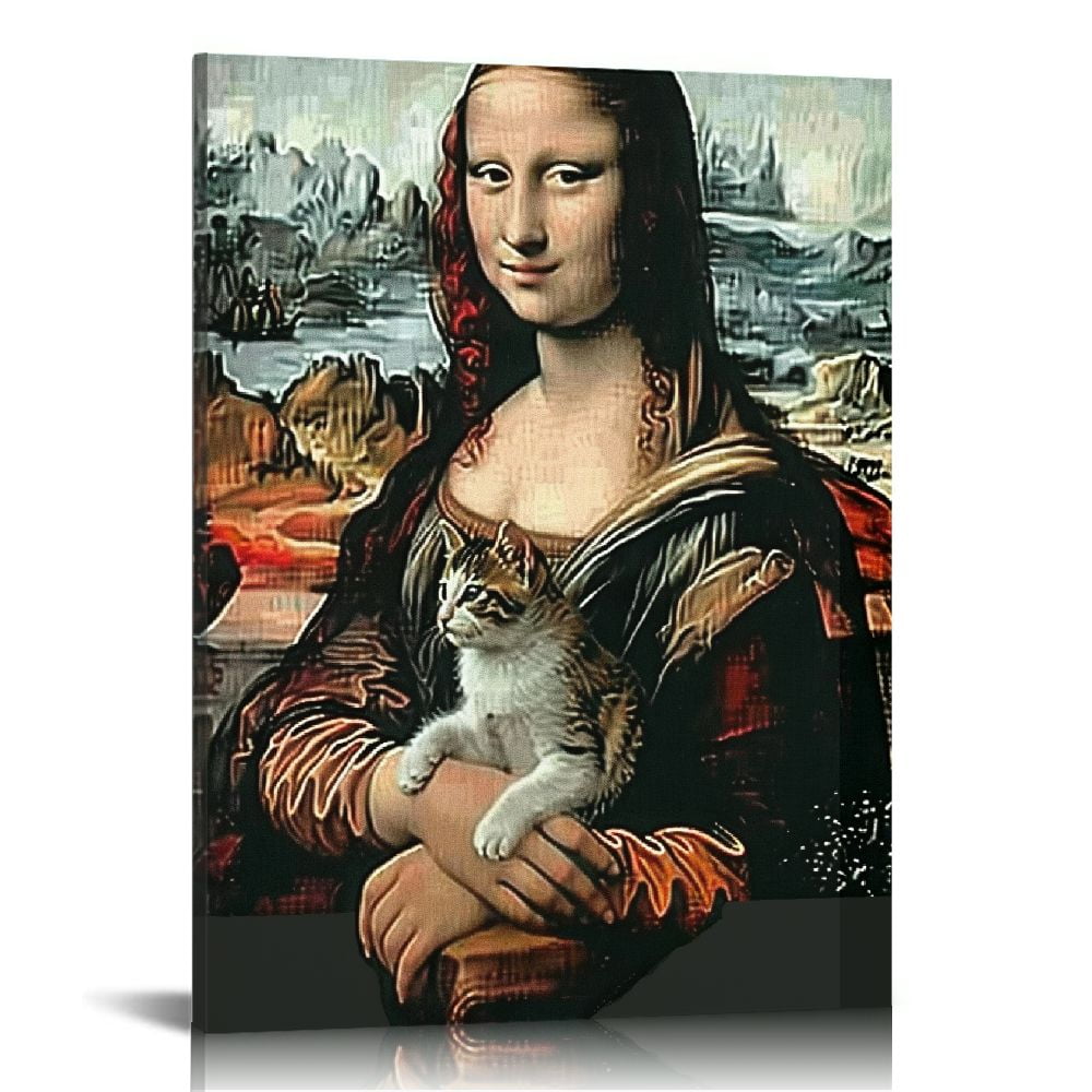ARISTURING BBF MAKE Famous Canvas Paintings Mona Lisa Poster, Funny Cat ...