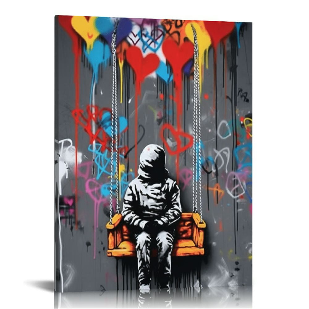 ARISTURING Banksy Street Graffiti Wall Art Decor Large Abstract ...