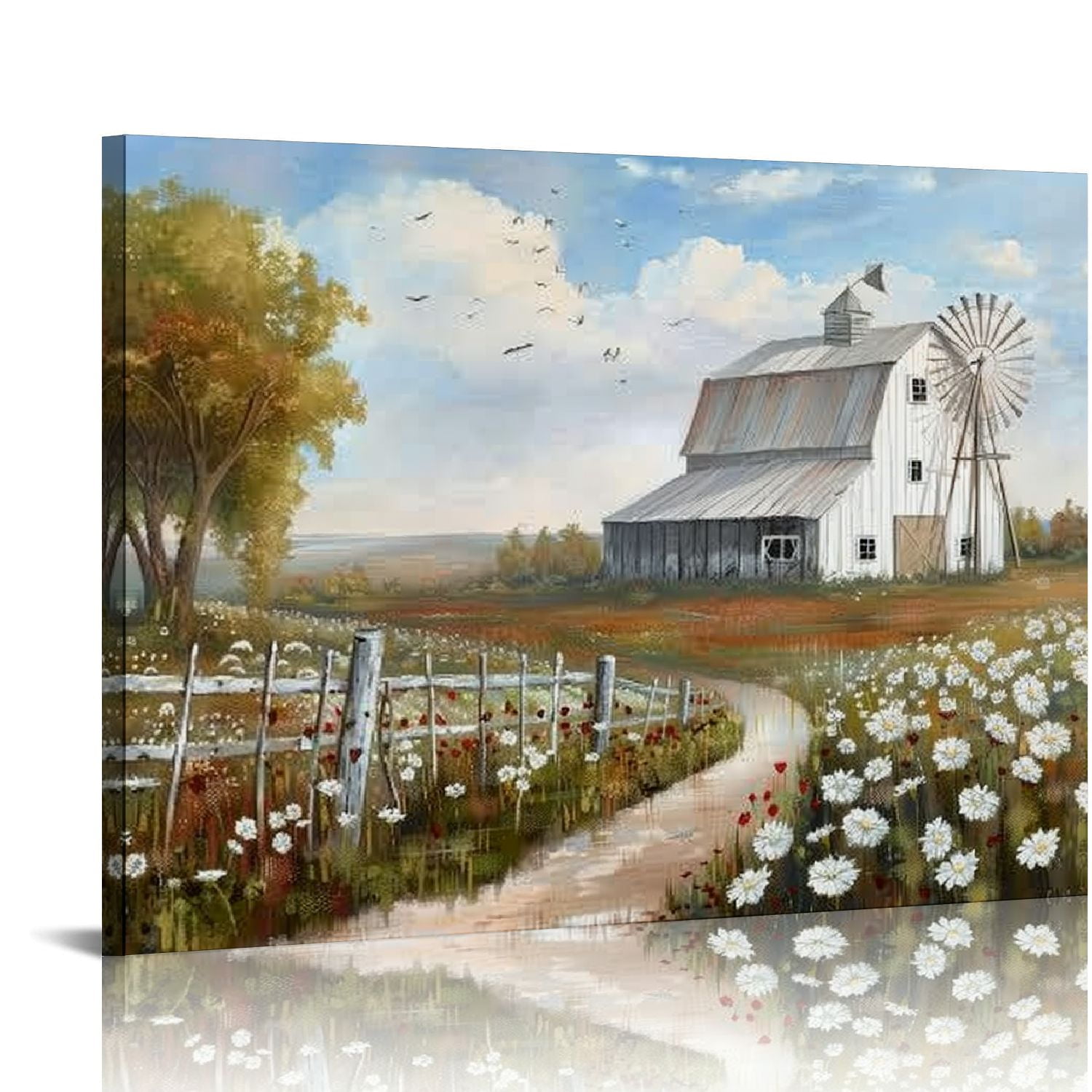 ARISTURING Barn Prints Farmhouse Old Barn Wall Art Barn Painting Barn ...