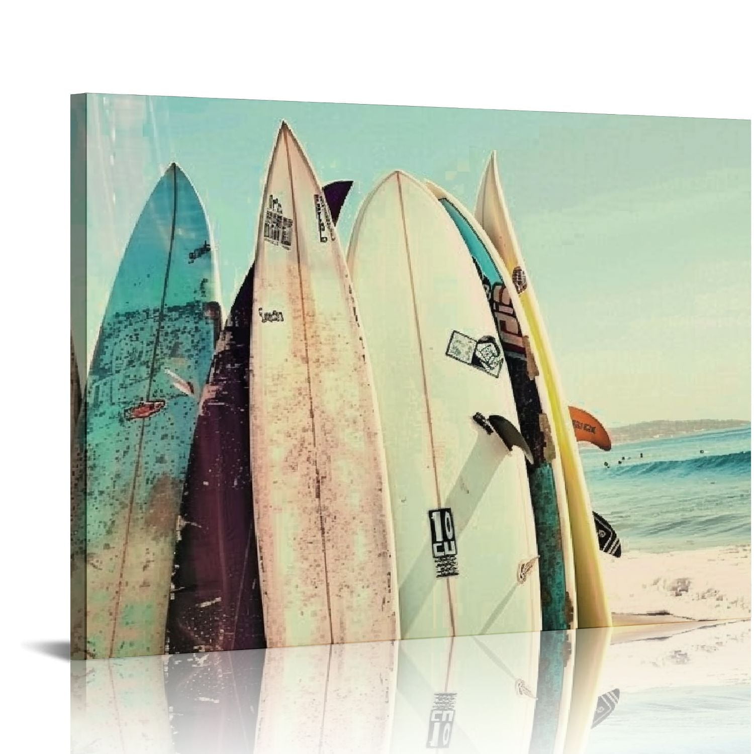 ARISTURING Beach Canvas Wall Art Painting: Summer Surfboard and ...