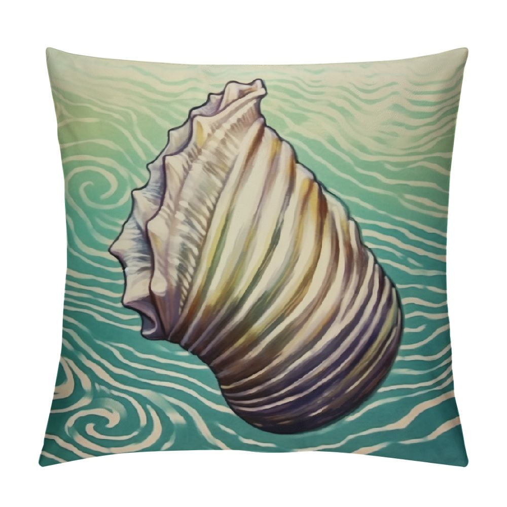 HENGT Beach Ocean Pillow Cover Starfish Conch Crab Lobster Wave Cushion ...