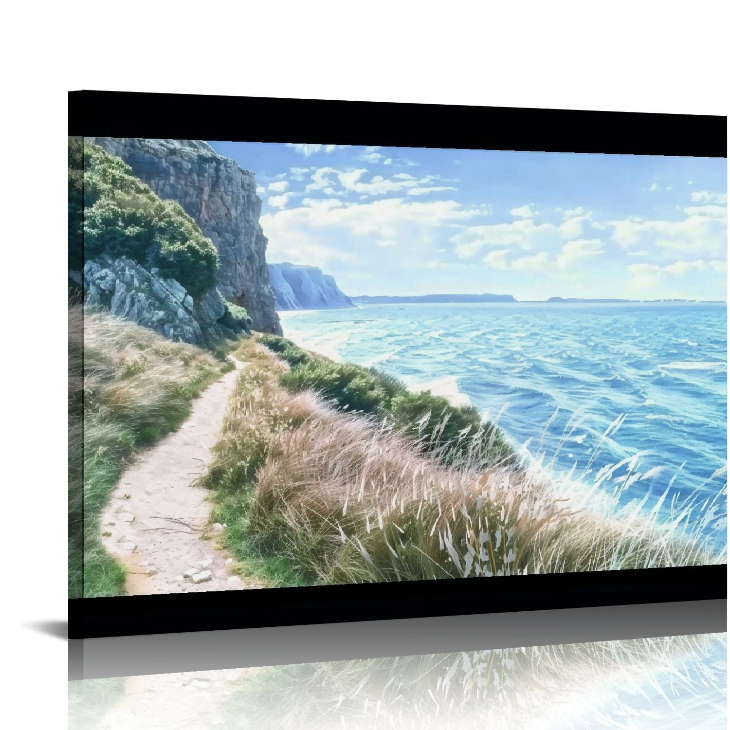 ARISTURING Beach Scene Canvas Wall Art: Coastal Chairs & Seagulls ...