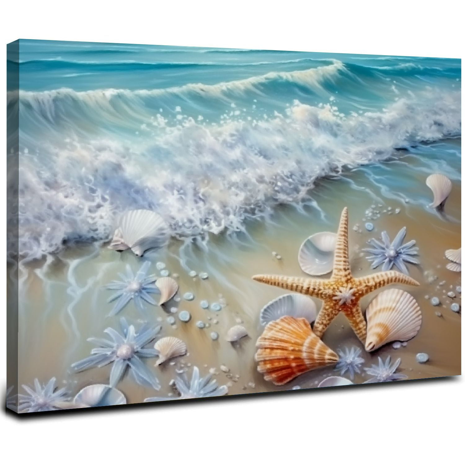ARISTURING Beach Seashell Bathroom Wall Art Coastal Floral Pictures ...