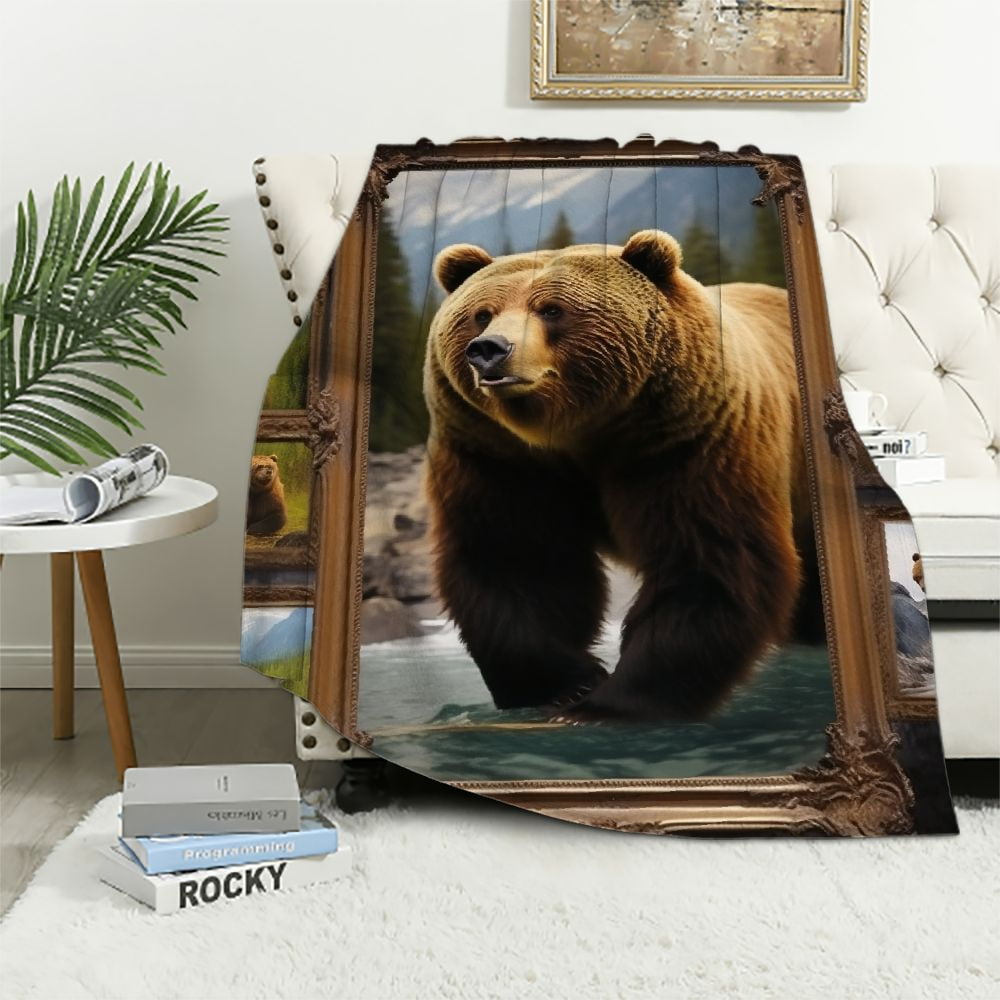 ARISTURING Bear Blanket Bear Gifts for Girls Boys Men Cabin Throw ...