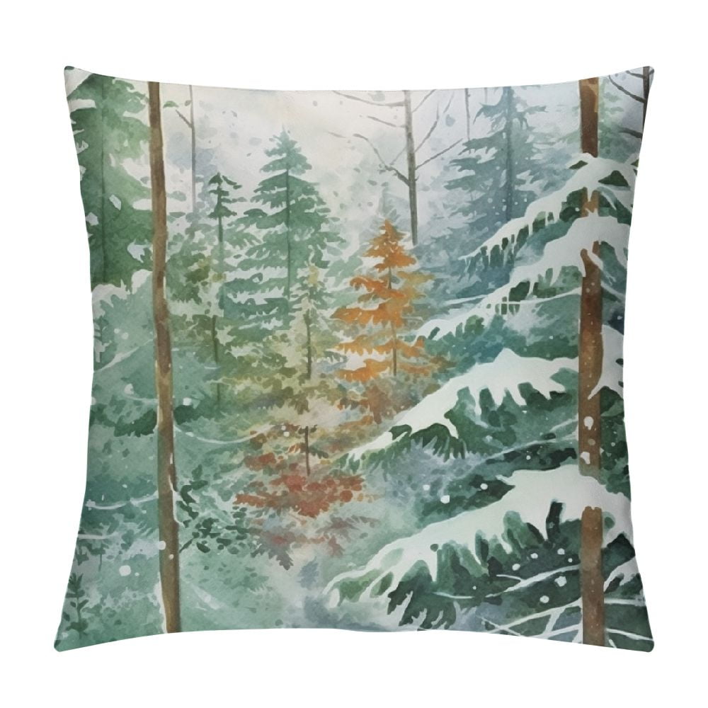 ARISTURING Birch Tree Pillow Covers Decorative Watercolor Mountain ...