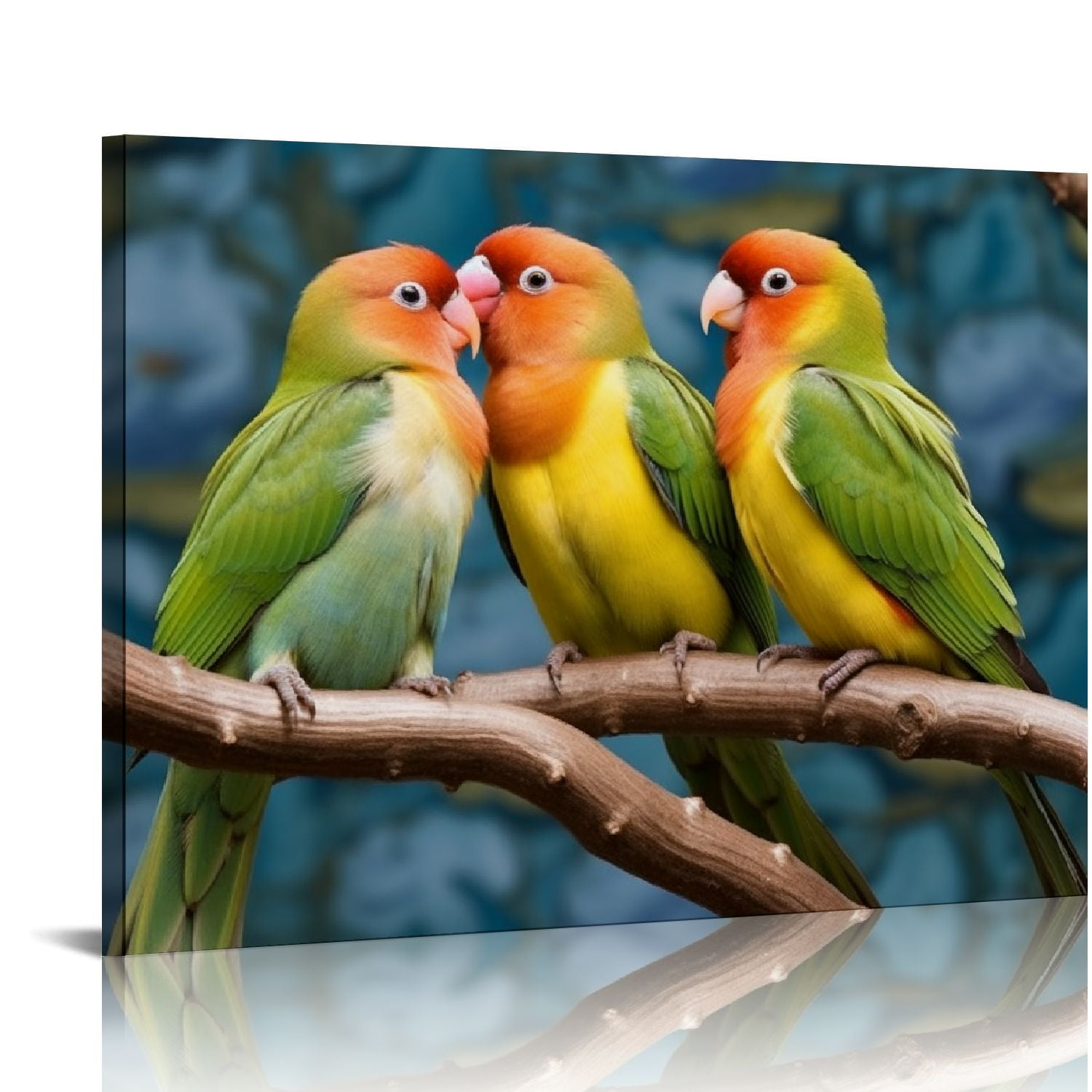 Jiayy Bird Wall Art Canvas Painting Print Picture Three Parrots On The Branch Modern Canvas Wall ...