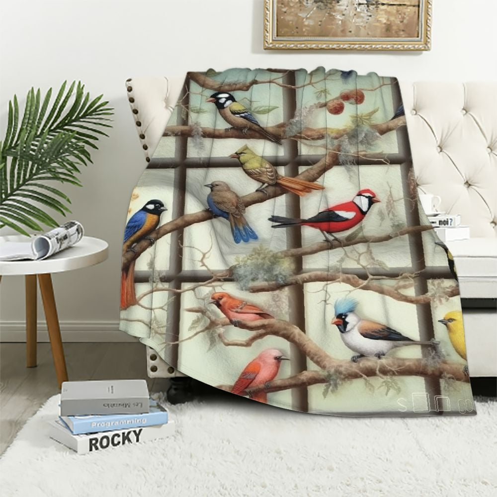 ARISTURING Birds Blanket Rustic Bird Throw Blankets Farmhouse ...